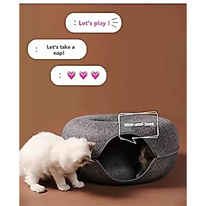 Cat Felt Tunnel Toy, Cat Donut Tunnel. Interactive Play Toys for Cats. Cat Tunnels for Indoor Cats, Great Toy for Cats Small Animals Grey,Dark Grey,Large