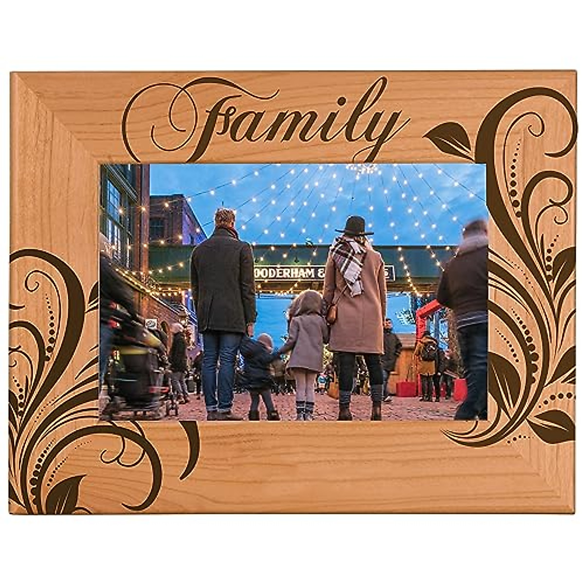 Griffco Supply Family Natural Wood Engaved Picture Frame (5x7 Horizontal)