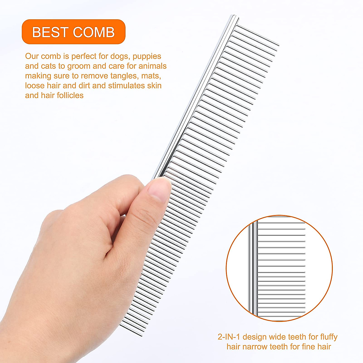 BWOGUE Premium Tick Removal Kit for Dogs and Cats - Stainless Steel Tool with Comb, Easily Removes Ticks and Fleas