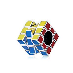Magic Cube Charm 925 Sterling Silver Autism Awareness Charm Puzzle Charm Love Charm Anniversary Charm for Pandora Charm Bracelet (C)
