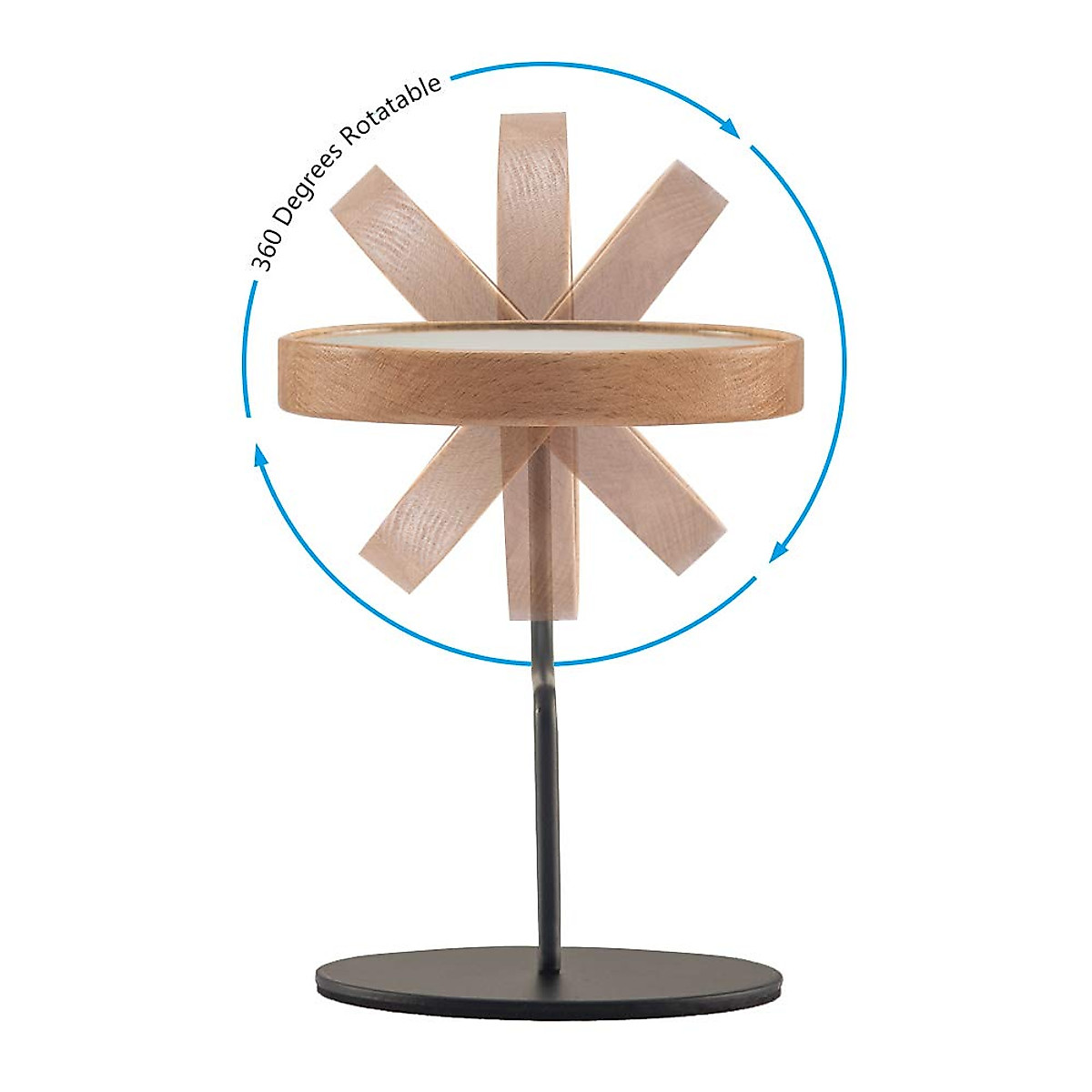 YEAKE Desk Table Mirror with Mental Stand, 3X Magnification Small Wooden Desktop Mirror,360° Rotation Countertop Mirror for Makeup (Black)