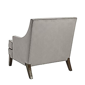 Martha Stewart Anna Accent Chairs-Solid Wood, High Back, Deep Seating Living Room Furniture Anna Armchair Luxe Sofa Decor with Lumbar Pillow-Bedroom Lounge, See Below, Light Grey