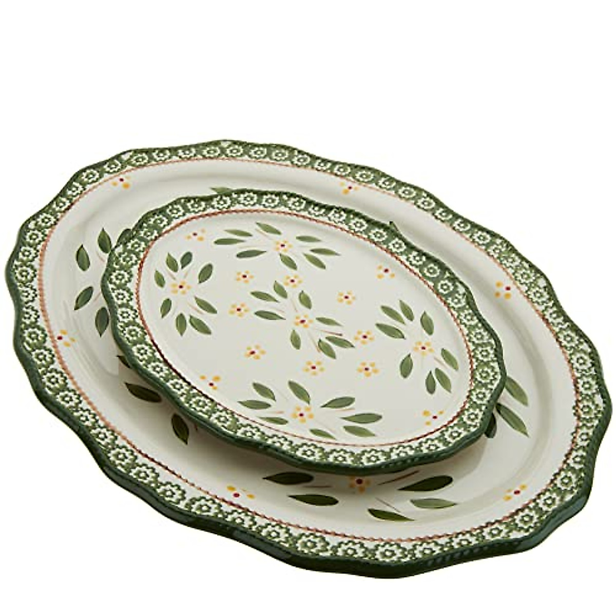 Temp-tations Set of 2 Platters: 18" x 13" and 12" x 8.75", Ceramic (Old World Blue)