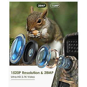 MAXDONE Trail Camera Hunting Camera Game - 1520P 28MP Trail Camera with Night Vision Motion Activated Waterproof IP66 Trail Cam 0.2s Trigger Time with 850nm Game Cameras and 2” LCD Wildlife Camera