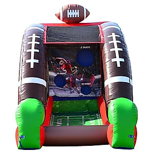 JumpOrange Inflatable Football Target Game (with Blower and Foam Football), Kids and Adults, Commercial Grade, Rental Game, Throwing Target Holes, Toss Game, Outdoor Indoor, 15oz PVC Vinyl, <90 LBS