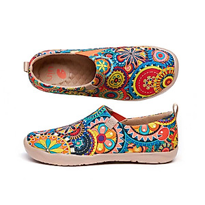 UIN Women's Blossom Painted Fashion Sneaker Canvas Slip-On Travel Shoes (8)