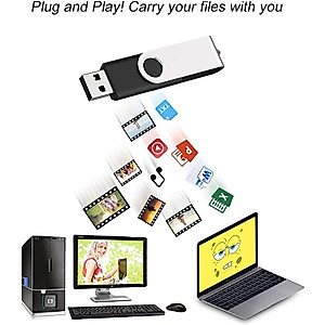 JUANWE 64GB USB Flash Drives 2 Pack Thumb Drives USB 2.0 Jump Drive Swivel USB Memory Stick Keychain Design, with LED Indicator, Black