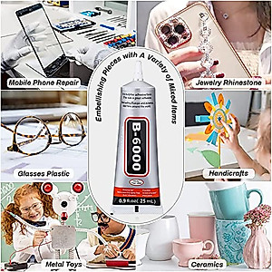 B6000 Jewelry Glue Clear Rhinestone, Inlay Glue, Pendant Adhesive, 25g Craft Adhesive Glue with Precision Tip Multifunctional Fabric Glue (25ML)