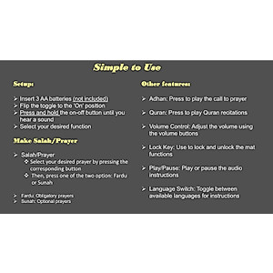 Electronic Prayer Mat - Smart Interactive Prayer Rug for Adults and Kids - Ideal Gift for New Converts and Those Learning or Perfecting Their Prayer - Comes with Islamic Prayer Beads (Black)