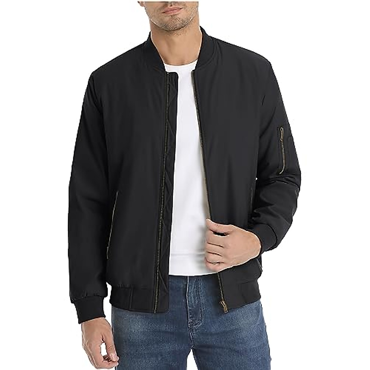 TACVASEN Men's Jackets Long Sleeves Classic Sports Windbreaker Softshell Coats Black, L