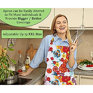 RUVANTI Cotton Enrich Cute Aprons for Women with Pockets Adjustable upto XXL, Cooking, Kitchen, Server, Chef Apron