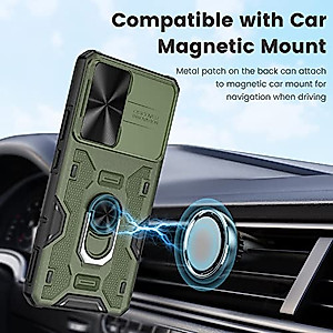 Caka for Samsung Galaxy S22 Case, Galaxy S22 Case with Camera Cover & Kickstand with Built-in 360° Rotate Ring Stand Magnetic Magnet Protective Phone Cover Case for S22 5G 6.1 Inch -Green