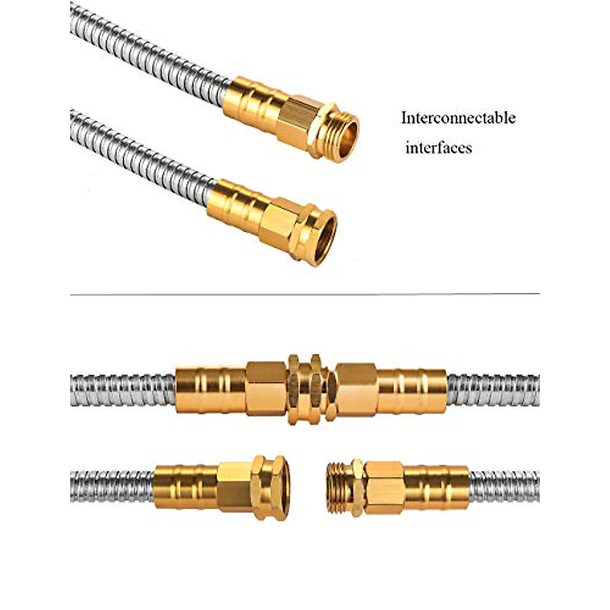 ZThan Eve Steel Garden Hose 304 Stainless Steel Metal Water Hose Very strong and durable Copper-plated aluminum connector Rust Proof, No kinks and bite Easy to Use & Store, With sprinkler (3)