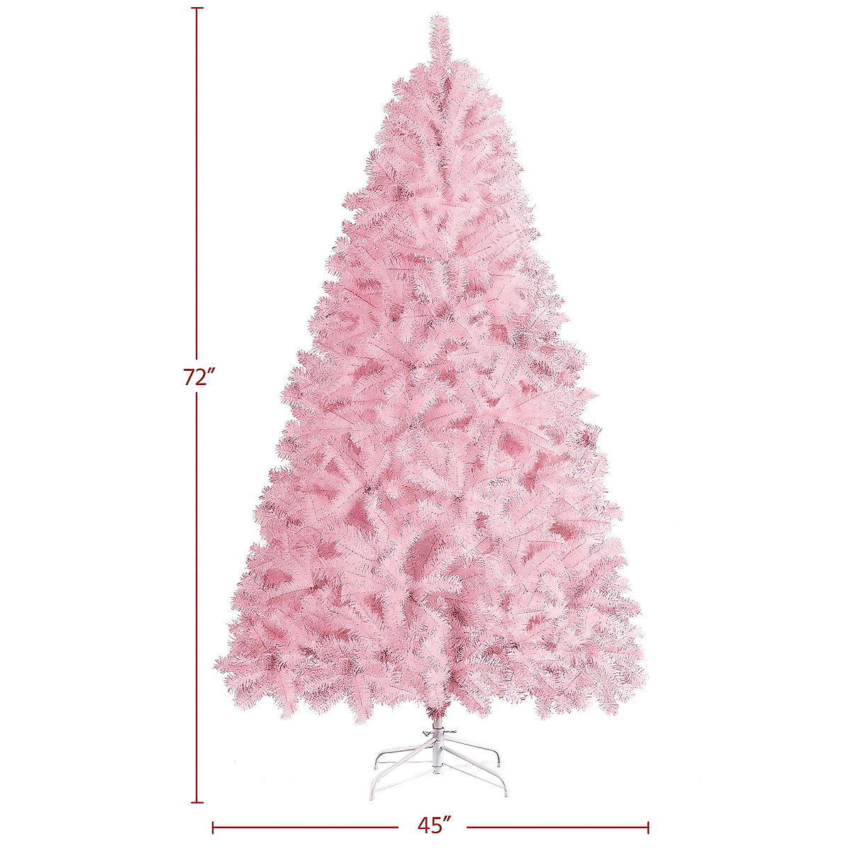 Yaheetech 6ft Pink Artificial Christmas Pine Tree Seasonal Holiday Carnival Home Party Decoration for Home, Office, Party Decoration Indoor Outdoor with 818 Branch Tips and Foldable Stand