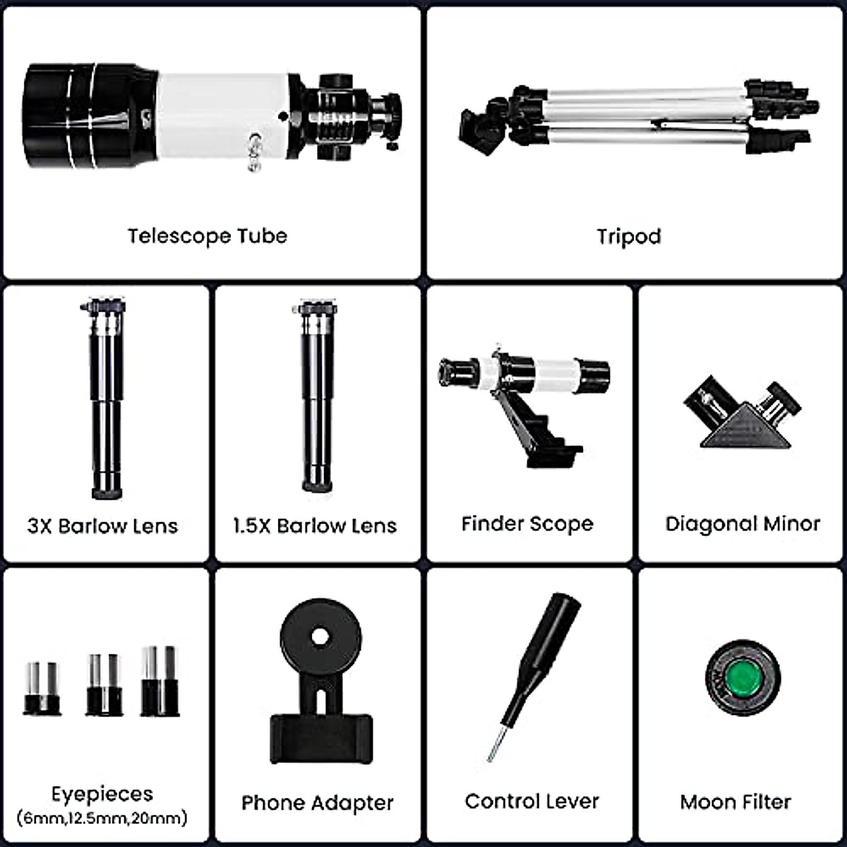Merkmak Telescopes for Adults Astronomy, Telescope 70mm Aperture 300mm AZ Mount Refractor Telescope for Kids Beginners (15X-150X) - Telescope with Adjustable Tripod, Phone Adapter and Backpack
