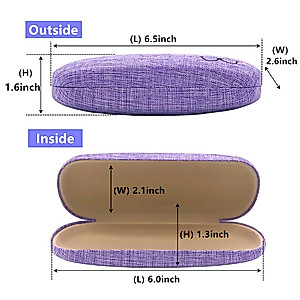 CHZZMS 6 Pack Hard Shell Eyeglasses Case Protector Linen Fabrics Glasses Case for Men Women