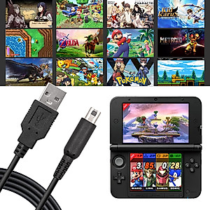 Coomoors DSi Charger,1.2M/4FT 3DS 2DS Lite Charger Cable Power USB Charging Cord for Compatible with Nintendo New 3DS/3DS XL/2DS/2DS XL/DSi XL Lite Black Wall Charger and Car Charger(2 Pack)