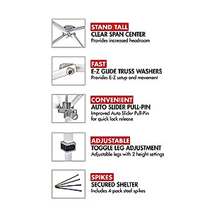 E-Z UP ENV3WH10RB, 10' x 10', Roller Bag, 4-Piece Spike Set, Recreational Grade Royal Blue Top NEW Envoy EZ UP Instant Canopy Shelter Tent, 10' by 10'