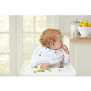 aden + anais Burpy Bib, 100% Cotton Muslin, Soft Absorbent 4 Layers, Multi-Use Burp Cloth and Bib, 22.5" X 11", 2 Pack, Twinkle - Stars