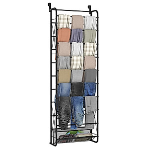 JSB 10 Tier Shoe rack Mesh fabric Over The Door Shoe Organizer X-structure Trouser hangers Closet Pantry Hanging Shoe Clothes Toys Storage Shelves (Black, 10 Tier)