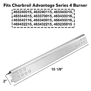 Uniflasy Grill Parts Kit for Charbroil Advantage Series 4 Burner 463240015 463240115 463343015 463344015 Gas Grills Heat Plate Shield Burners Pipe Adjustable Crossover Tubes, Cooking Grate and Griddle