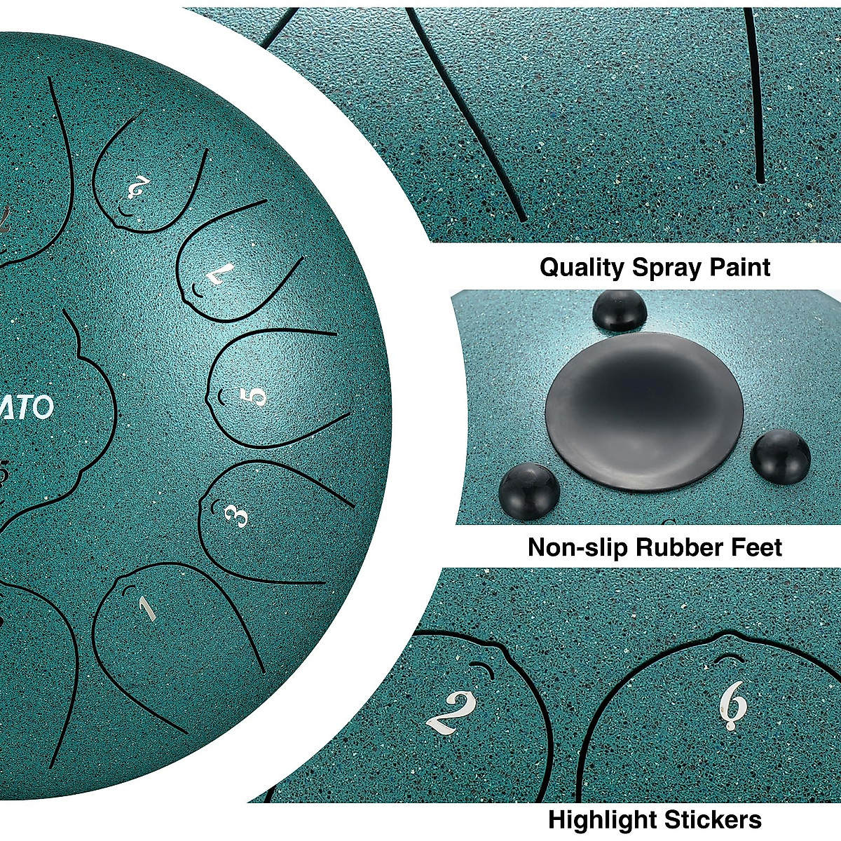 LEKATO Steel Tongue Drum 13 Notes 12 Inches, Rain Chime Drum Beginner C Key Handpan Drum for Meditation Yoga Musical Education, Best Gift for Adult& Kids, Malachite Green