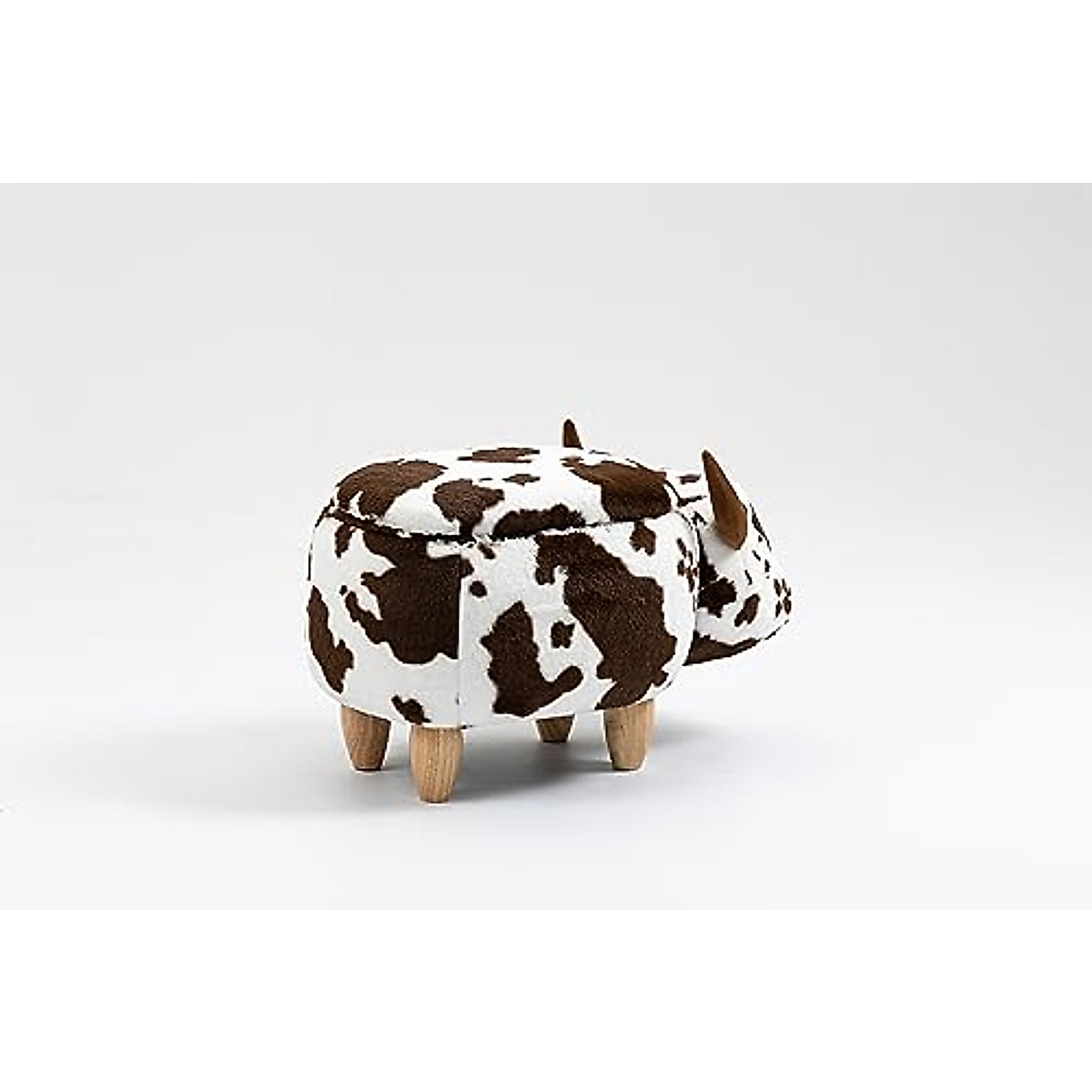 Home 2 Office Cow Ottoman for Kids' Bedroom, Playroom, Nursery, and Living Room, Animal Ottoman with Storage, Footstool for Kids, Brown Cow Print