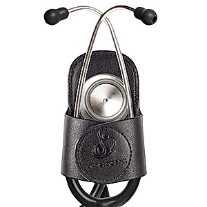 Stethoscope Holder Hip Clip With Upgraded Secure Magnetic Closure - Our Hygienic Stethoscope Clip is Designed to Hold All Brands & Styles - Includes Replacement Stethoscope Ear Tips (Black)
