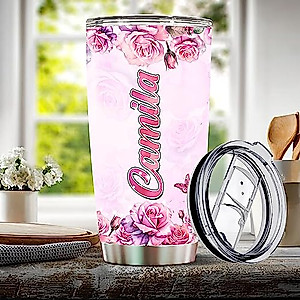 WONWIX Personalized Ideal Coffee Gifts for Coffee Lovers, Women, Girls, Wife, Daughter, Mom, 20oz Insulated Stainless Steel Travel Cup Mug Tumbler, Birthday, Christmas, Valentine, Mother's Day