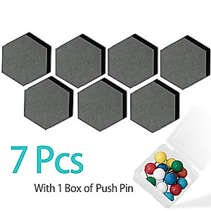 Soyizom Felt Pin Board Self Adhesive Board for Photos | Notice | Memos | Display,Thickened Bexagonal Bulletin Board Decorative Pin Board Pads for Offices School Wall Decor(7 Pcs/Set,Cement-Grey）