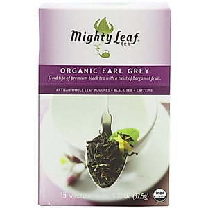 Mighty Leaf Black Tea, Organic Earl Grey, 15 Pouches (Pack of 3) Package May Vary