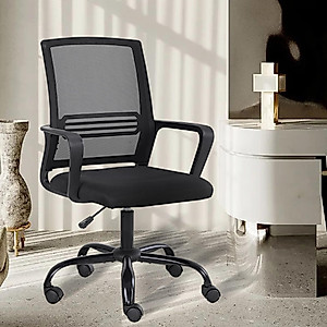 Desk Chairs Set of 8, Office Mesh Chair with Wheels Lumbar Support Rocking Ergonomic for Bedroom Living Room Home Executive Office Computer Chair Swivel Adjustable 36-40inch Black