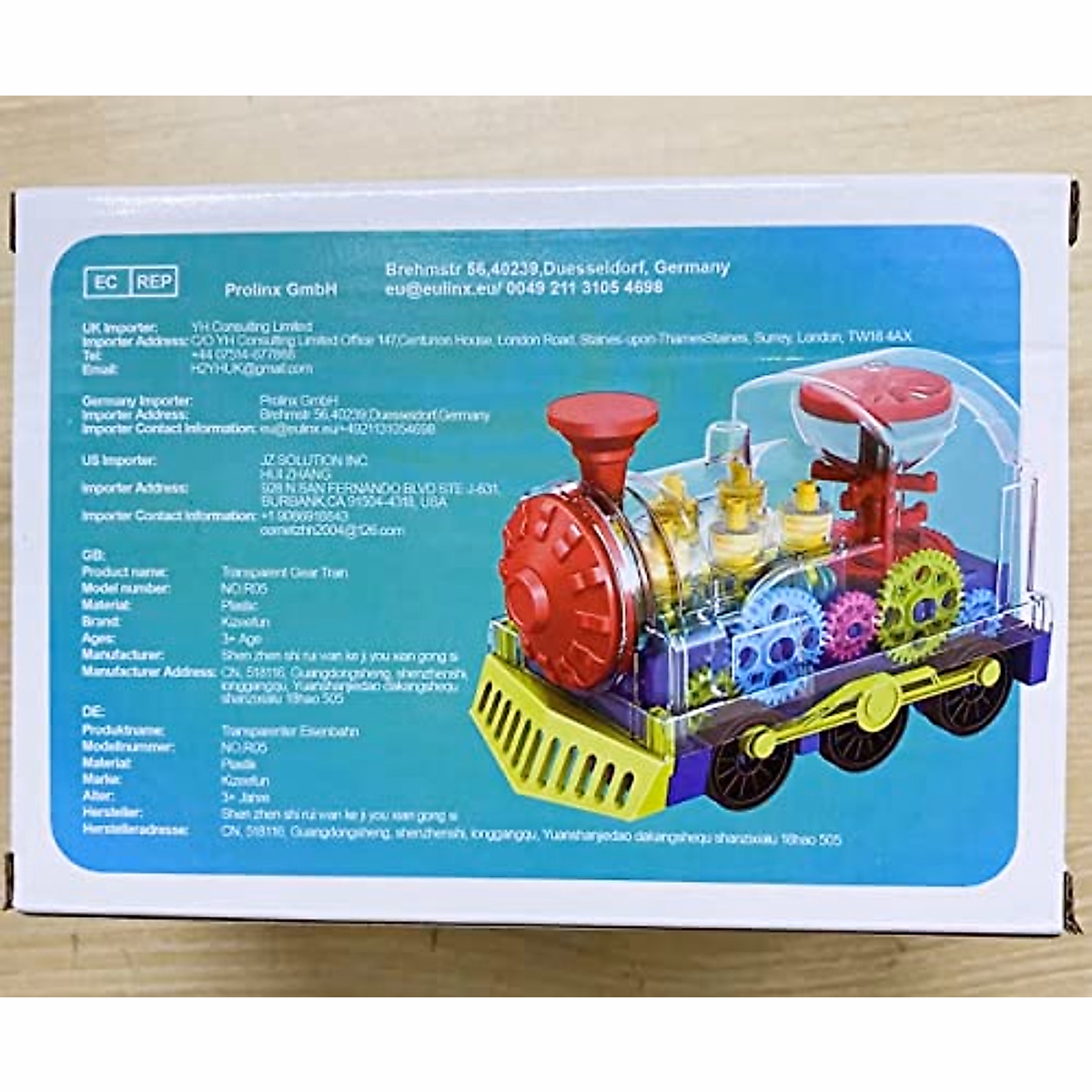 Kizeefun Light Up Train Toy for Toddlers: Transparent Gear Car Toy for Kids with Cool Light and Music Educational Crawling Toys for Baby Boys and Girls