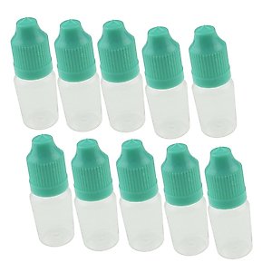 Newzoll Plastic Dropper Bottle, 5ML Empty Squeezable Clear Liquid Drop Bottles with Childproof Cap, for Solvents, Essence(10PCS, Green Cap)