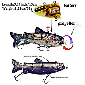 Fishing Lures Electric Lure Swimbait USB Rechargeable Bait Crankbait Automatic Swimming Lifelike Fish Fishing Tackle 5.12" (A)