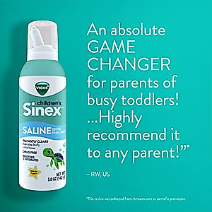 Vicks Sinex, Children's Saline Nasal Spray, Drug Free Ultra Fine Mist with Hint of Aloe, Ages 1+, Fast Everyday Stuffy Nose Relief for Kids, Clear Mucus from a Cold or Allergy, 5 OZ x 2