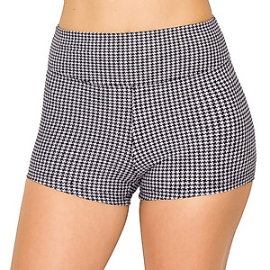 ALWAYS Women Workout Yoga Shorts - Premium Soft Solid Stretch Cheerleader Running Dance Volleyball Short Pants Houndstooth 2007 XL