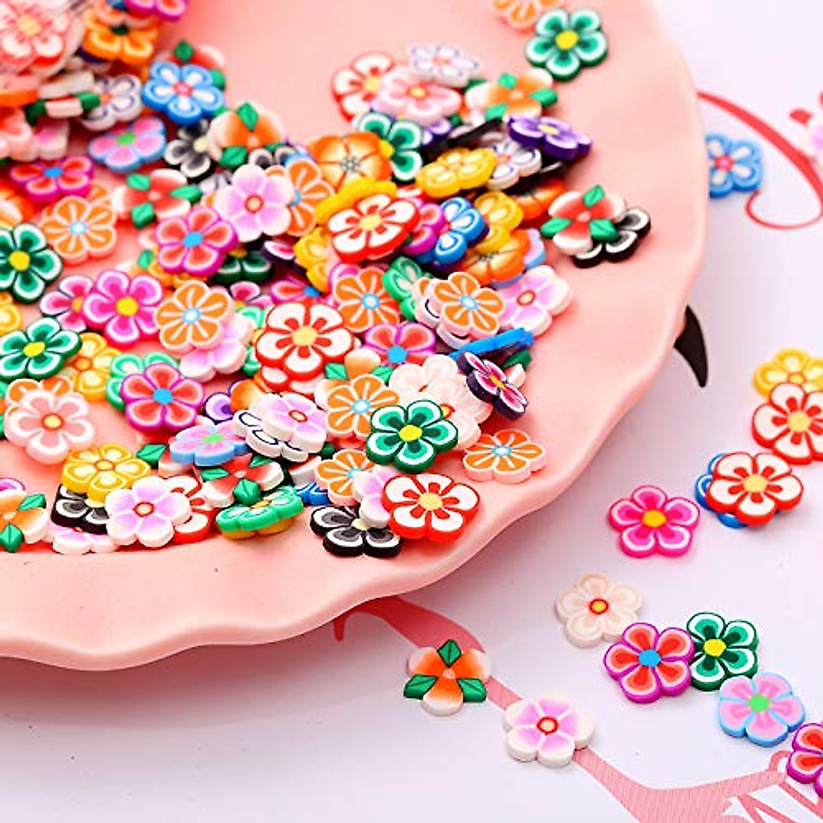 Fake Mini Flowers Slices Polymer Clay for Slime Putty Scrapbooking Embellishments Decorations Nails Arts and Crafts Decoration