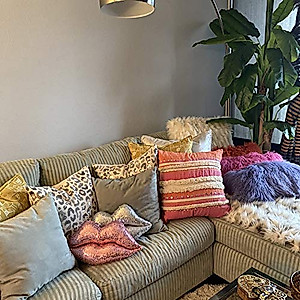 woody Pink Lips Glitter Pillow Home Decor Lips Throw Pillow Decorative Cushion Pillow Couch Bed Shaped Pillow Sparkle Luxury Pillow Sparkling Pillow 17x10 Inches