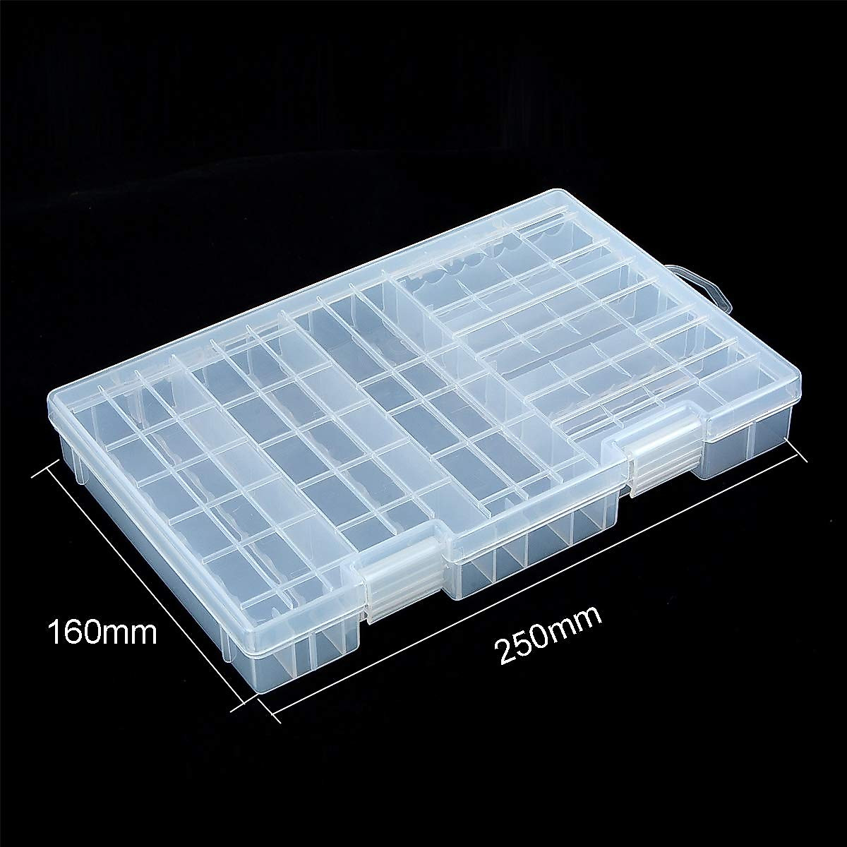 YXQ AA AAA Battery Storage Box Organizer Holder Clear Plastic Case Container Portable-Holds 60xAA + 40AAA Batteries