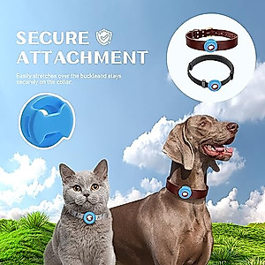 BOOOMU Airtag Dog Cat Collar Holder,Silicone Protecive Case for Air Tag,Practical for Cat and Dog Collar with a Width of 0.6-1.4Inches.(Blue)