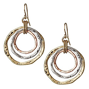 3 Circle Boho Antiqued 3 Tone Earrings for Women | SPUNKYsoul Collection
