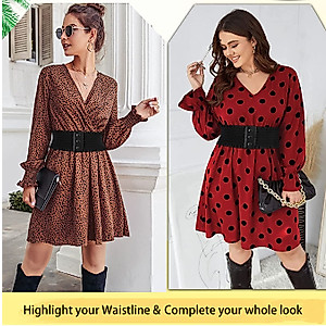 ALAIX Women's Wide Belt Stretchy Dress Belts Elastic Snap-Button Corset Belts for Women Waist Belt Waistband