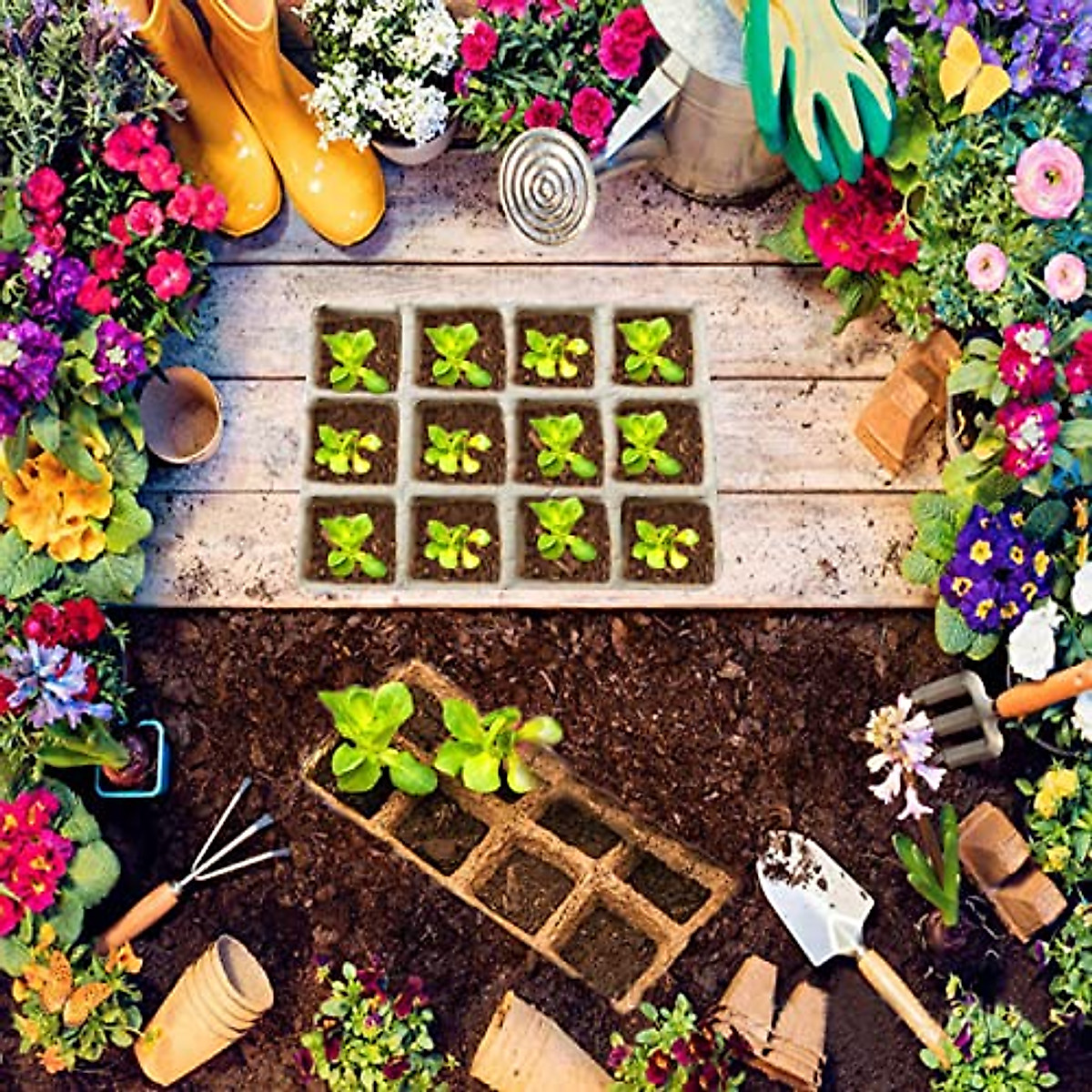 Fooyekep Seed Starter Tray,20 Pack Peat Pots for Seedlings,240 Cells Biodegradable Seed Starter Pots Germination Trays,Organic Seed Starter Kit with 20 Pcs Plant Labels