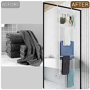 Over The Door Towel Rack, 5-Tier Towel Racks for Bathroom Door Hanging, Bathroom Back of Door Towel Bar, Door Blanket Holder for Clothes, Washcloths,Hand Towels, Loofahs and Sponges,white