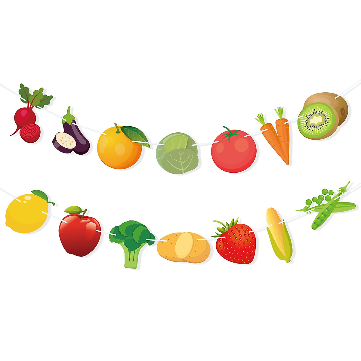 Uniwish Fruit and Vegetable Banner Farmers Market Party Decorations Garland Summer Fruit Garden Themed Baby Shower Birthday Party Supplies, Pre-Strung, NO DIY