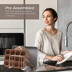 Stock Your Home White (2 Pack) Steel Baking Pan Organizer Rack for Cabinet or Counter, Holder for Kitchen Cutting Boards, Pot Lids, or Cookie Sheets - Rust Proof Wire, Drying Storage