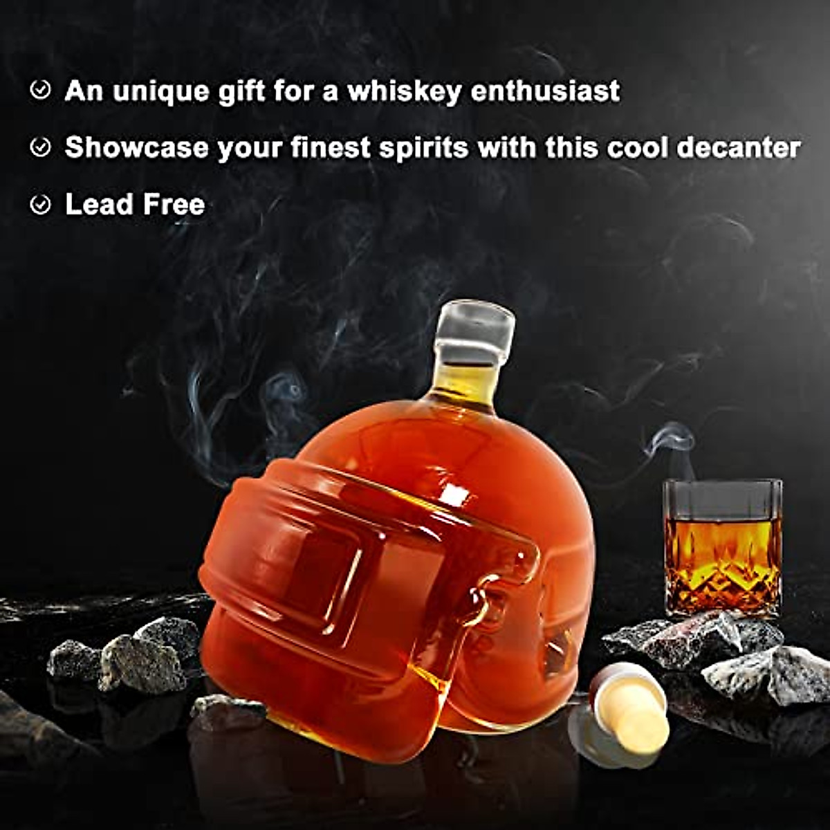 WUIIEN Whiskey Decanter Battle Helmet Jug Sobriety Royale Jedi-Liquor Glass Alcohol Bottle for Wine Bourbon Tequila Vodka Unique Anniversary Birthday Creative Gifts for Men Boyfriend Dad husband