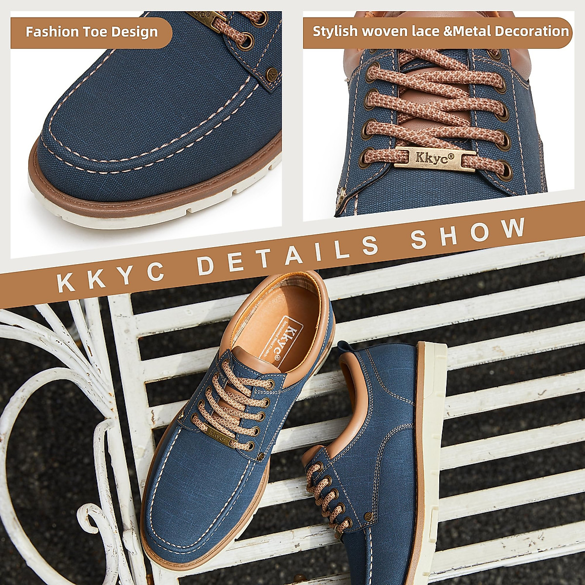 Kkyc Men's Comfortable Business Casual Dress Shoes, Classic Fashion Lace up Work Shoes 11M (Blue)