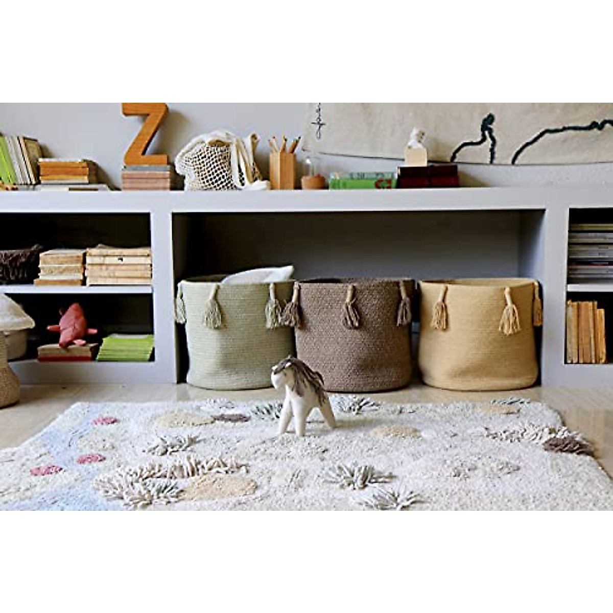 Lorena Canals Basket Woody Honey - Dk Honey, Lt Honey - Baskets - 9" x Ø 9" - 97% Cotton, 3% Other Fibres